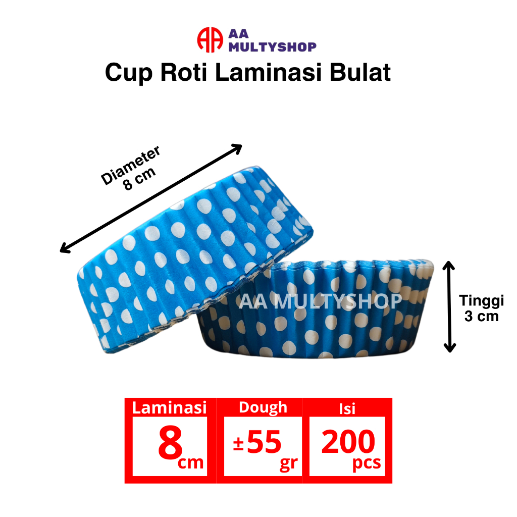 Jual Cup Roti Laminasi 8 cm Isi 200 pcs | POLKADOT BIRU | Shopee Indonesia