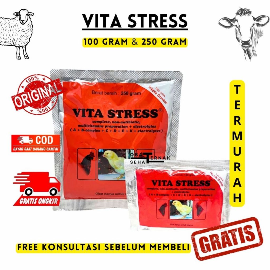 Jual VITA STRESS 100 GRAM DAN 250 GRAM - Vitamin Anti Stress Ayam ...
