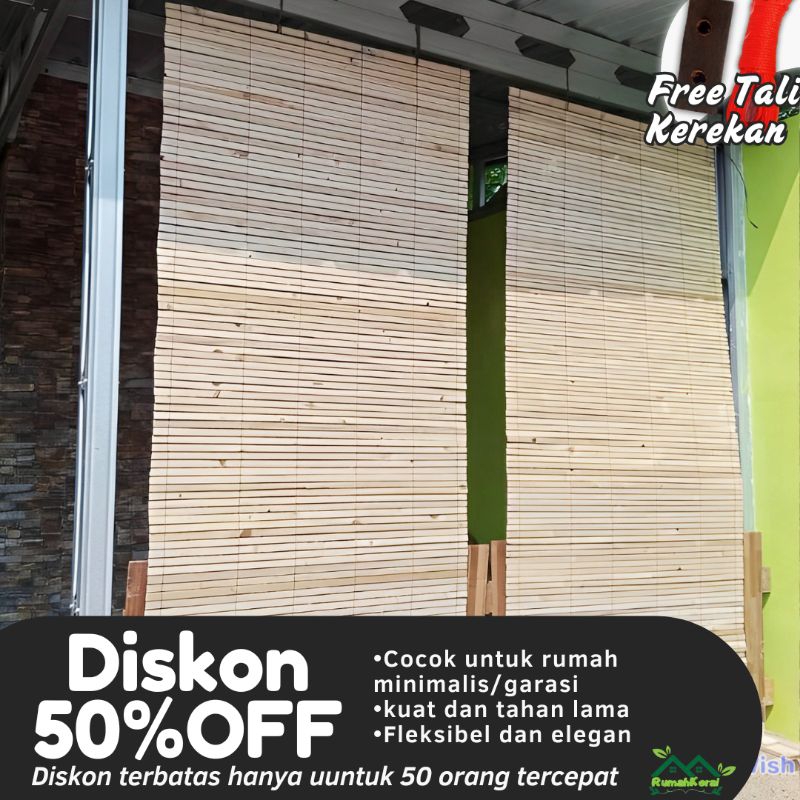 Jual Tiray Bambu Sawit Gulung Outdoor Vernis Uk 75cm×245cm Estetik ...