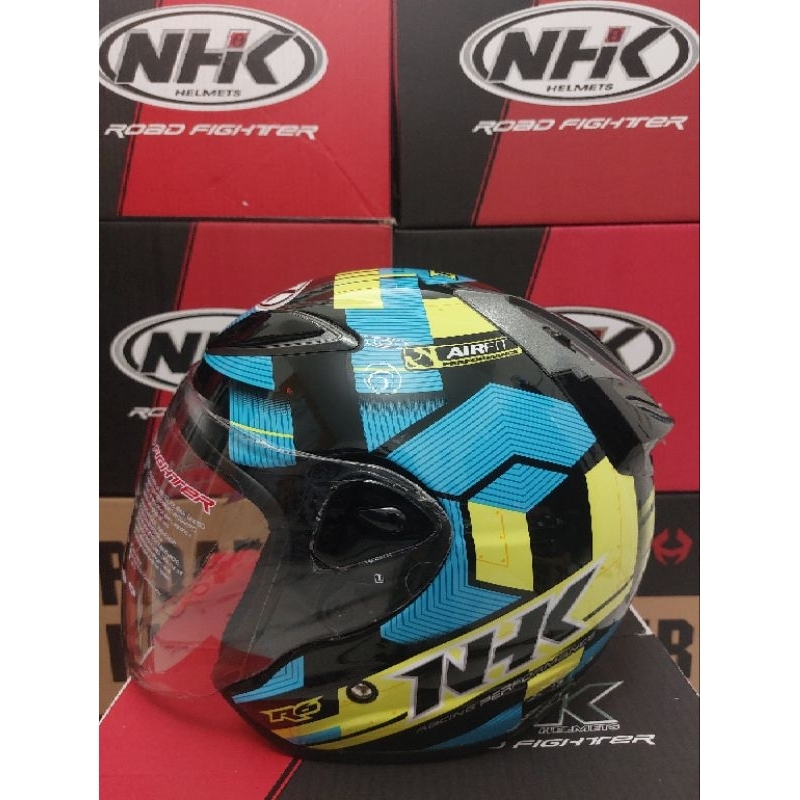Jual hem nhk r6 cube black yellow visor bening | Shopee Indonesia