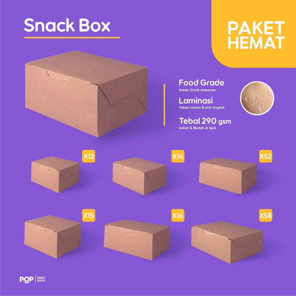 Jual Paket Hemat | Dus Kemasan Kue Snack Box | Tebal 290gsm | Food Grade Laminasi Anti Air ...