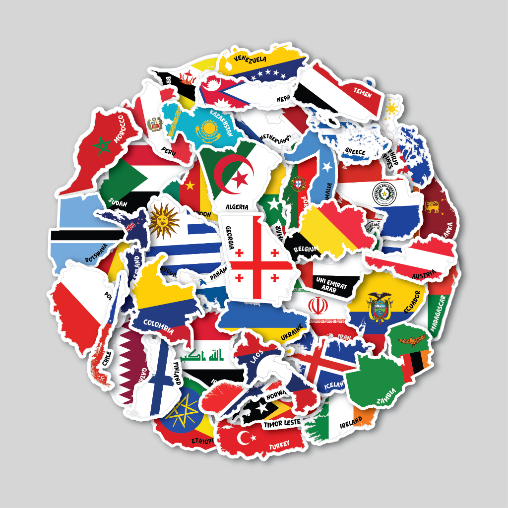 Jual STICKER PACK WORLD MAP FLAG 2 | STICKER TUMBLER | STIKER LAPTOP ...