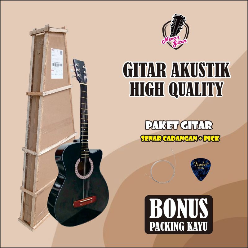 Jual GITAR AKUSTIK PEMULA (PAKET LENGKAP) PACKING KAYU | Shopee Indonesia