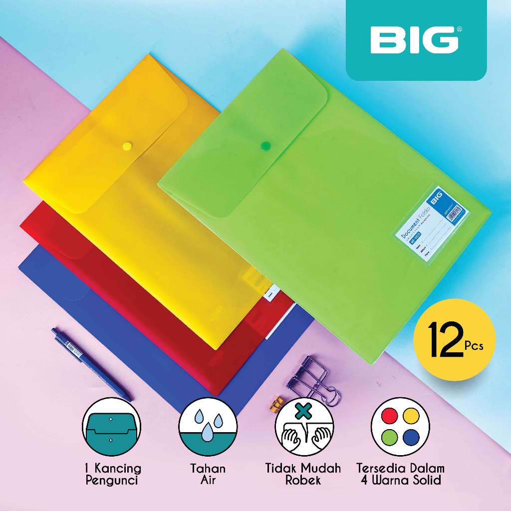 Jual 12 PCs BIG Map Kancing 1 Pastel/ Map Dokumen Kancing 1 Pastel F4 ...