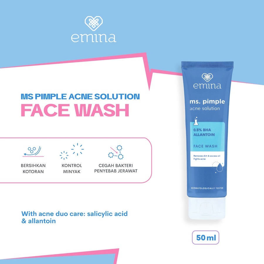 Jual Emina Ms Pimple Acne Solution Face Wash Jerawat 50ml | Shopee ...