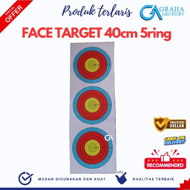 Jual Face Target Panahan (40CM 5RING, Vertikal, Banner) | Shopee Indonesia
