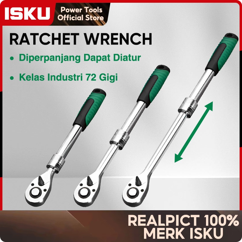 Jual ISKU Gagang Rachet 1/2 72gigi Panjang Gagang Kunci Shock Sok ...