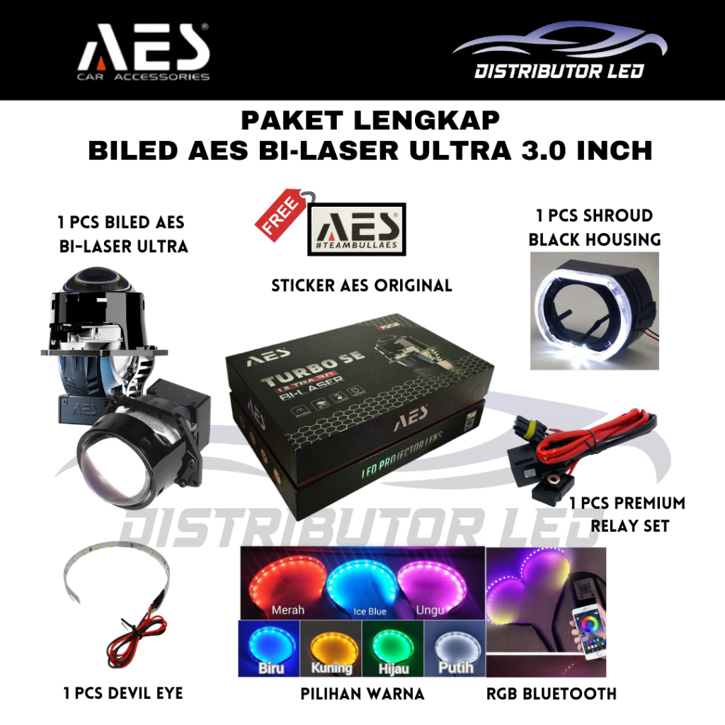 Jual Biled AES Bi Laser Turbo Se Ultra 3.0 Paket Lengkap Biled AES Bi ...