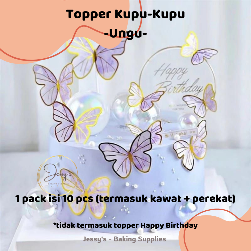 Jual Kupu Kupu Topper (Ungu) Kue Cake, Hiasan Kue Ulang Tahun, Korean ...
