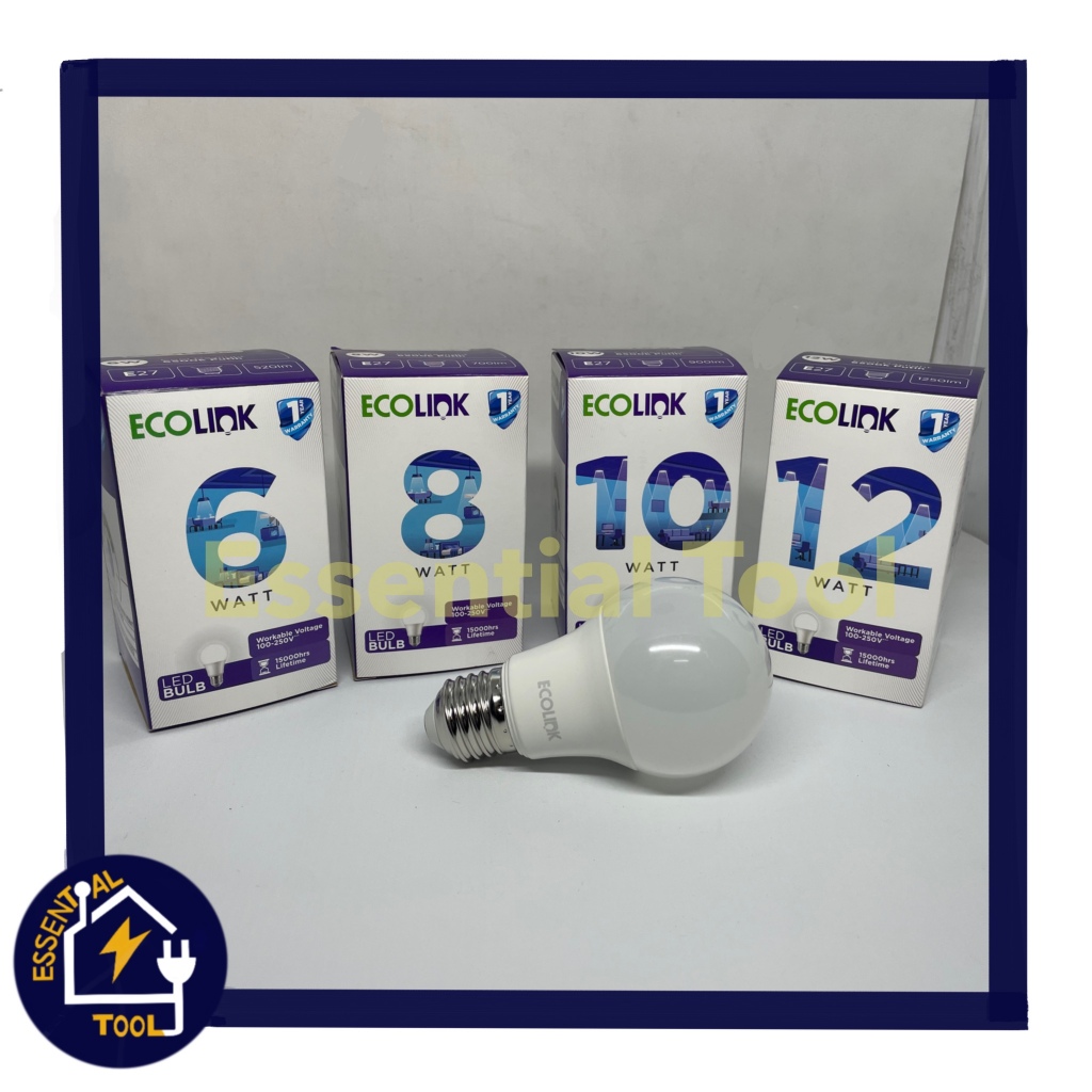Jual ECOLINK Lampu Bohlam 6W 8W 10W 12W PUTIH Cool Day Light 6500K ...