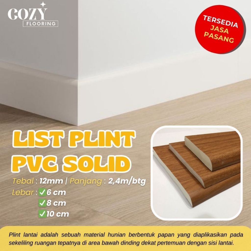 Jual plint lantai pvc solid panjang 2,4 meter per batang | plint lantai anti rayap | Shopee ...