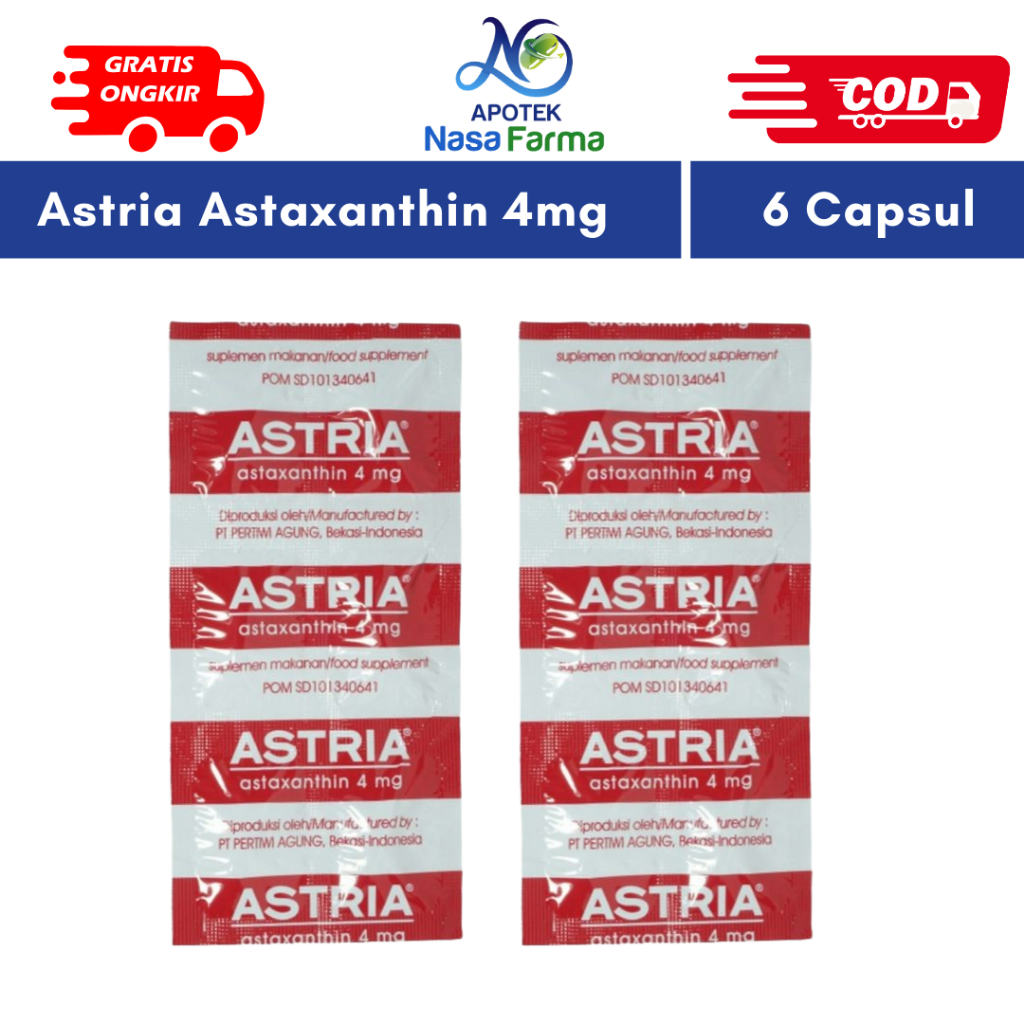Jual Astria Astaxanthin 4mg Strip @6 Capsule - Suplemen Antioksidan ...