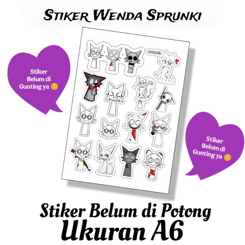 Jual STIKER WENDA SPRUNKI / Belum digunting Ukuran A6 / Sticker Lucu ...