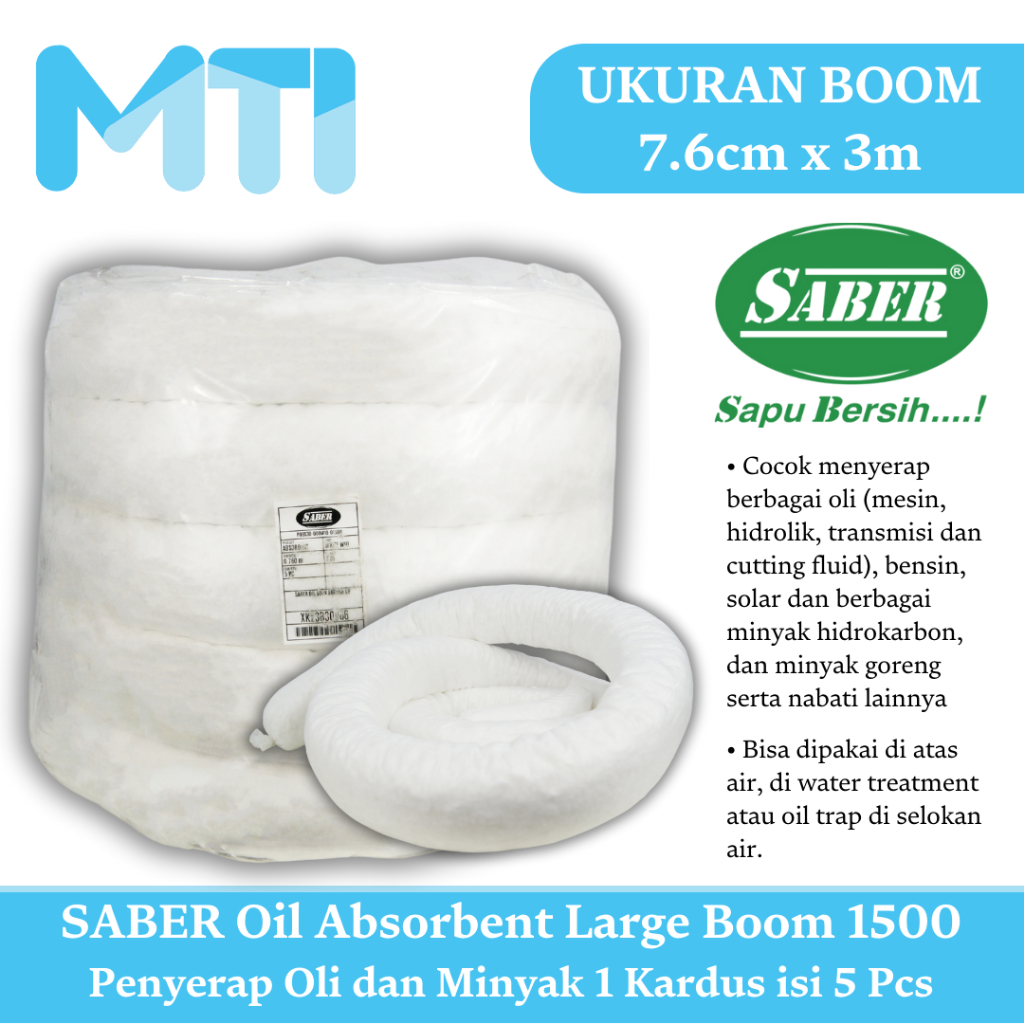 Jual SABER Oil Absorbent Large Boom 1500 Ukuran 7.6cm x 3m Penyerap Oli ...