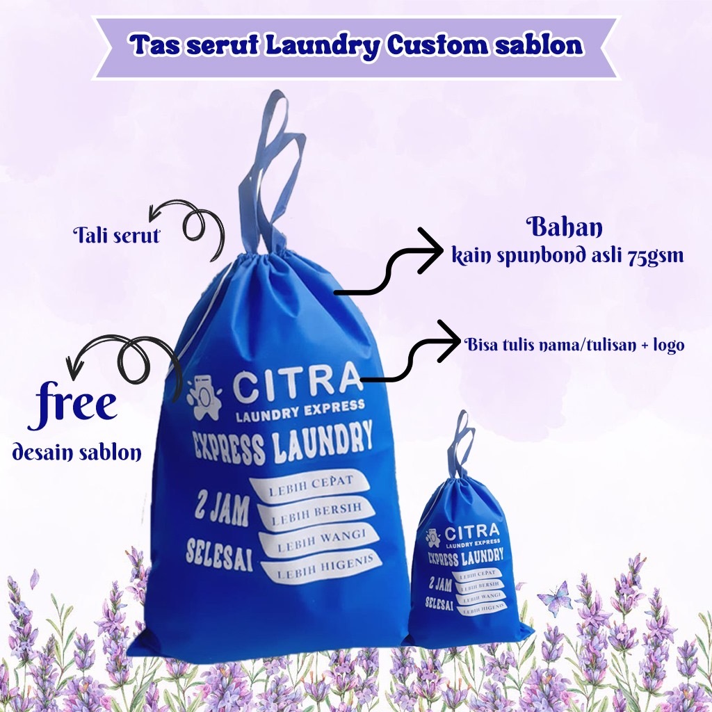 Jual Tas Goodie bag Laundry/ laundry Bag Jumbo Serut Custom Sablon Nama ...