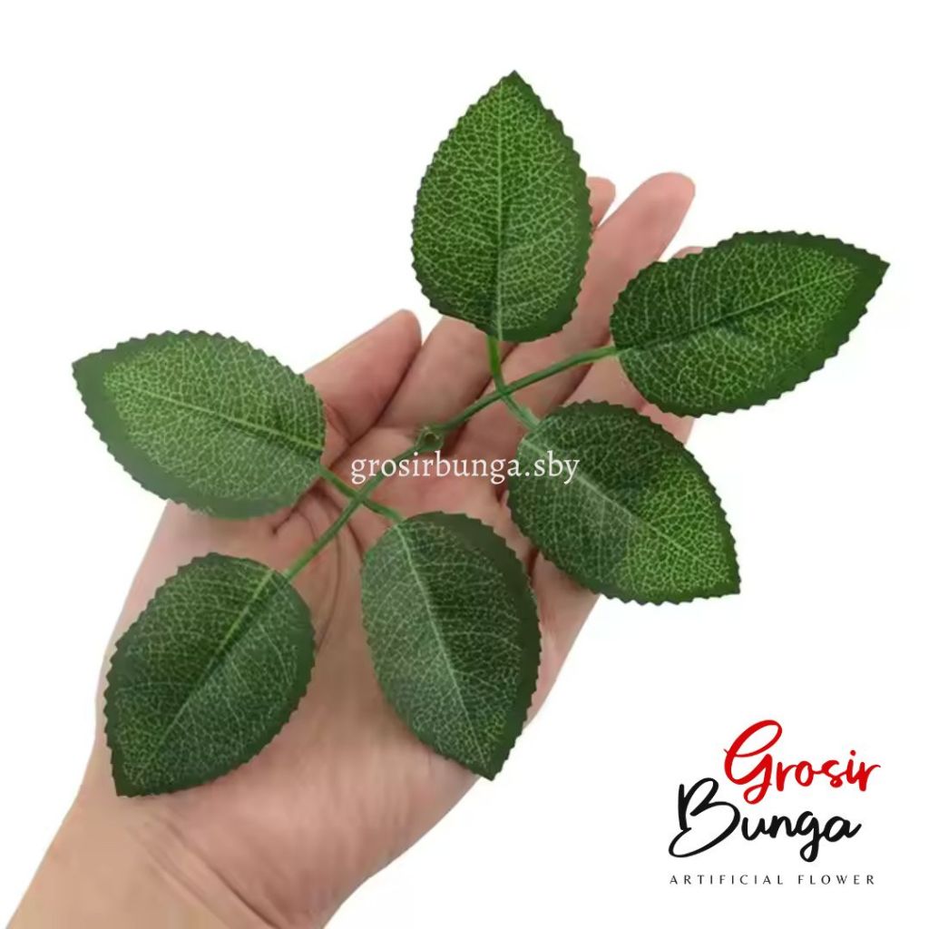 Jual Daun Mawar Premium Panjang 15 cm / Daun Mawar Palsu / Daun Mawar ...