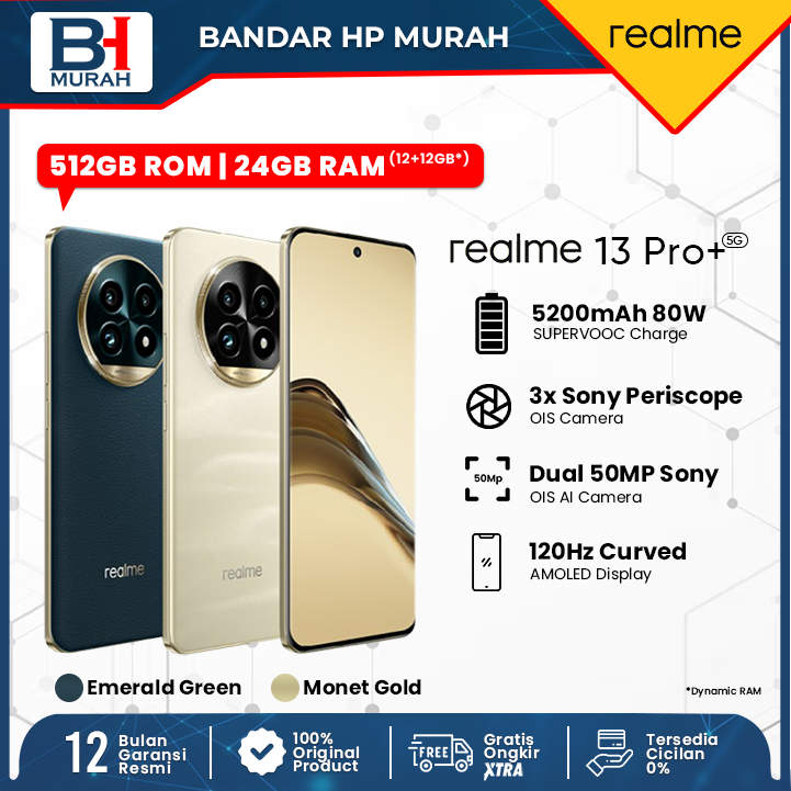 Jual Realme 13 Pro+ 13 Pro Plus 12GB+12GB* / 512GB (50MP Sony LYT-600 Camera | 120Hz AMOLED ...