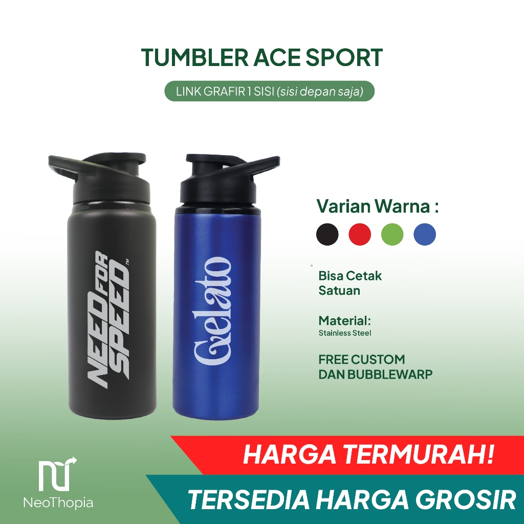 Jual Custom Botol Sport Ace Cetak 1 Sisi Laser Grafir Nama Logo ...