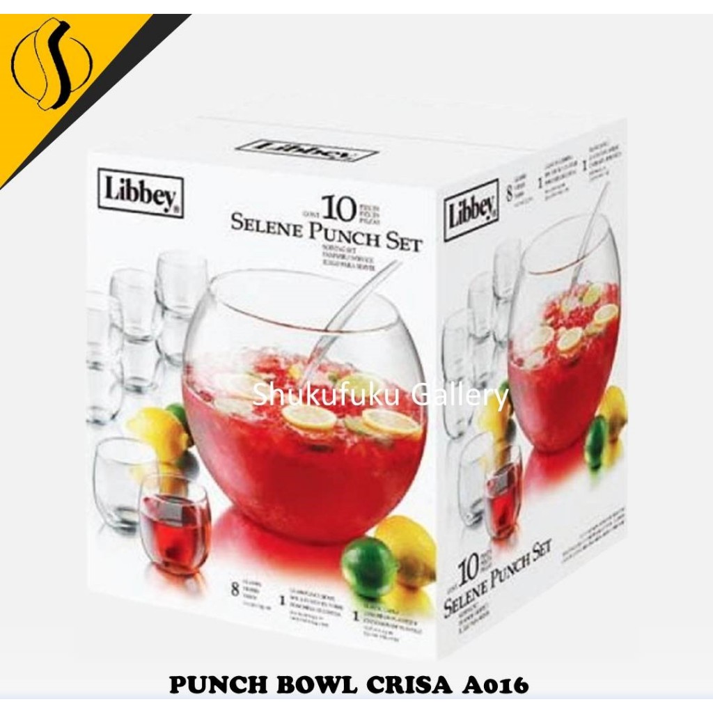 Jual PUNCH BOWL CRISA A016 / LIBBEY SELENE PUNCH BOWL SET 10 PCS/ SET GELAS ES BUAH PREMIUM ...