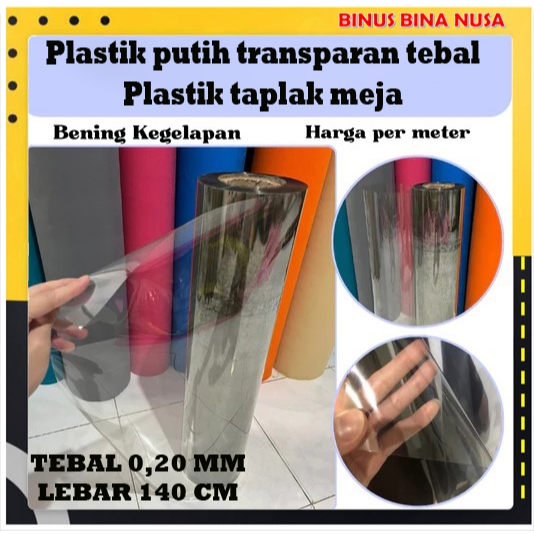 Jual Plastik putih transparan tebal . Plastik taplak meja. LEBAR 140 cm ...