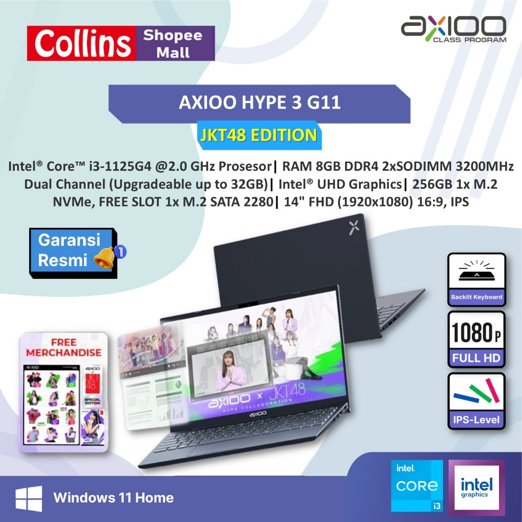 Jual Axioo MyBook Hype 3 G11 Intel Core i3-1125G4 8GB 256GB Windows 11+ Office 14.0 FHD IPS HDMI ...