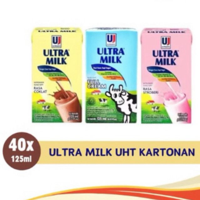 Jual Susu UHT Ultramilk Mini 125 ml isi 40 pcs per karton Ultra Jaya | Shopee Indonesia