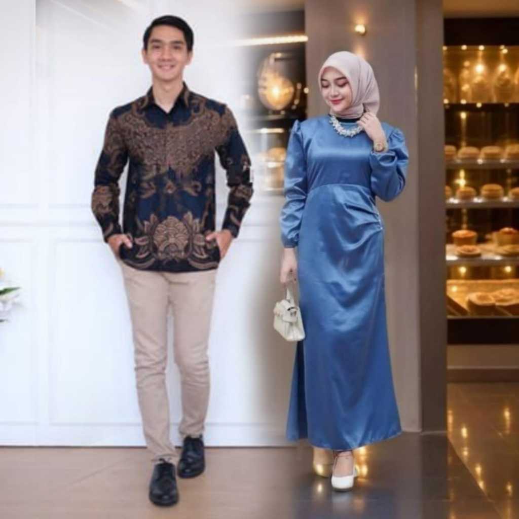 Jual Couple Pasangan Lebaran 2025 | Couple Kemeja dan Dress | Elora ...