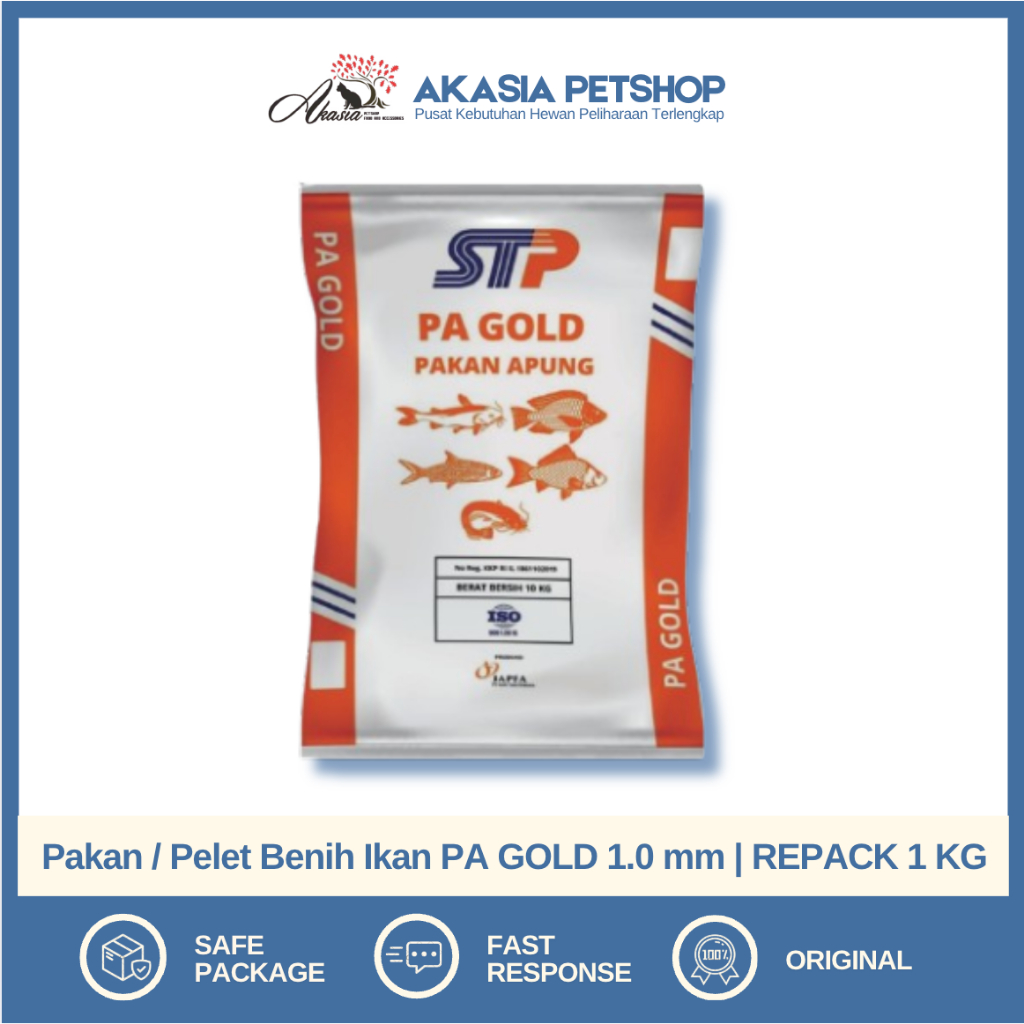 Jual Pakan ikan / Pelet benih ikan PA GOLD 1.0 mm STP - 1 kg Pakan ...