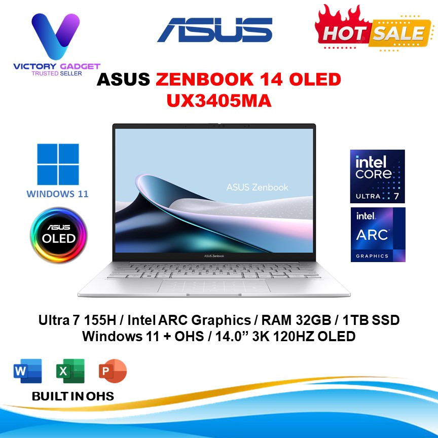 Jual ASUS Zenbook 14 OLED UX3405MA Ultra 7 155H Ram 32GB 1TB SSD W11 ...