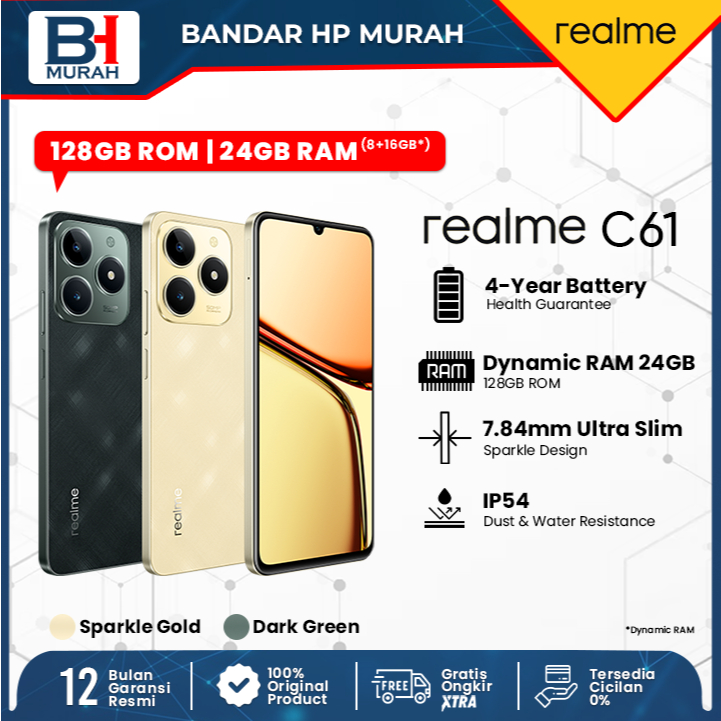 Jual realme C61 8GB+16GB* / 128GB (50MP AI Camera | 90Hz Comfort Display | 7.84mm Ultra Slim ...