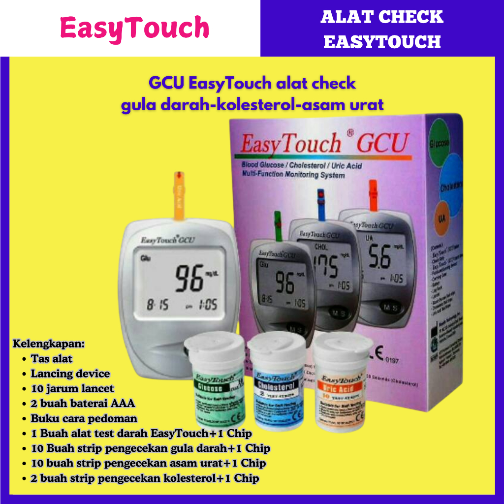 Jual Easytouch Alat Tes Gula Darah, Kolesterol, Asam Urat 3 in 1 ...