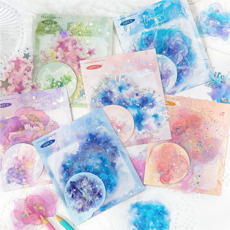 Jual (8CB) sticker transparan hologram abstrak splash pastel abstract ...