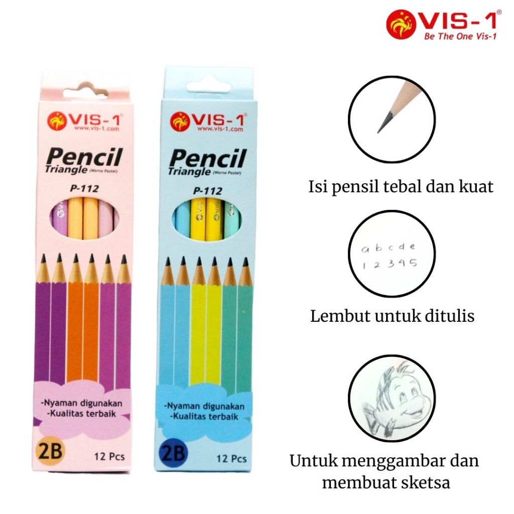 Jual VIS-1 - Pensil Triangle 2B P-112 / Pensil Lucu / Pensil Warna ...