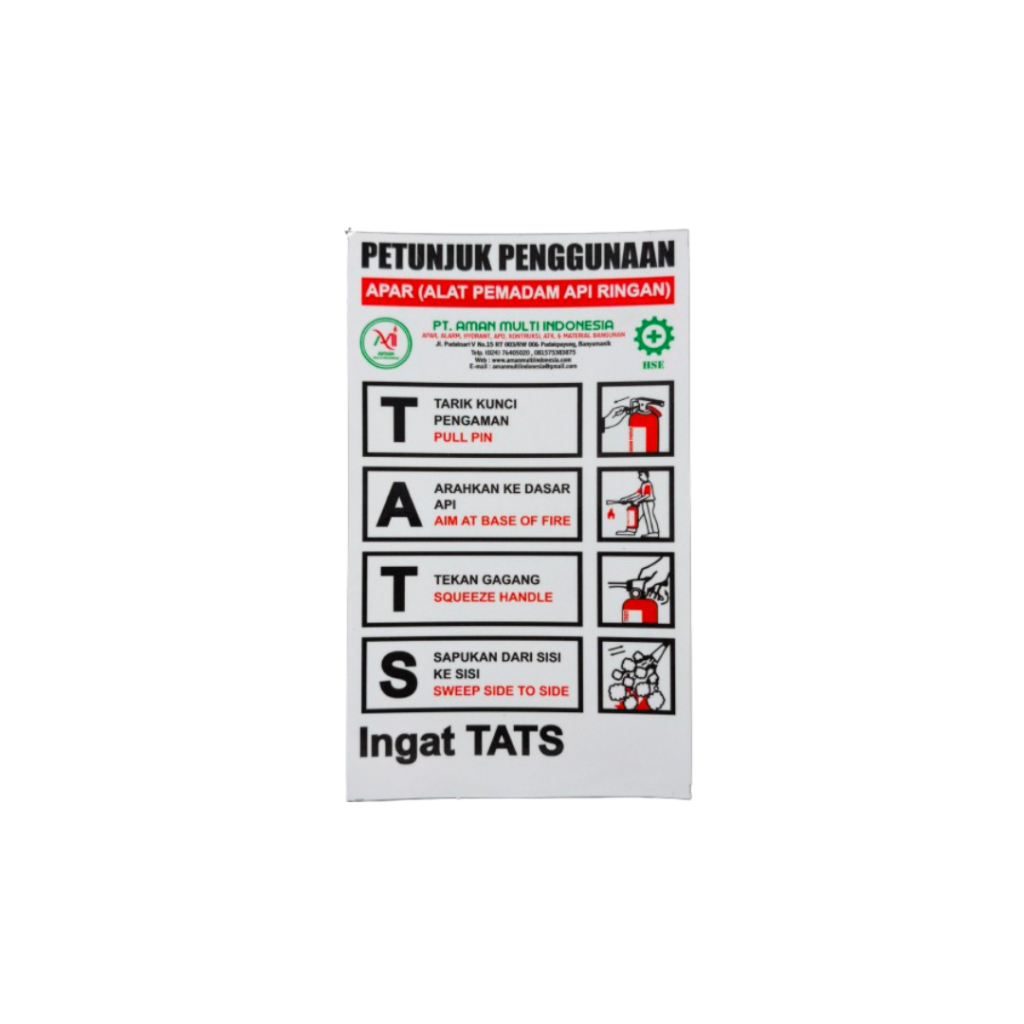 Jual Stiker Sign TATS / Cara Menggunakan APAR ukuran 20cm x 12cm ...