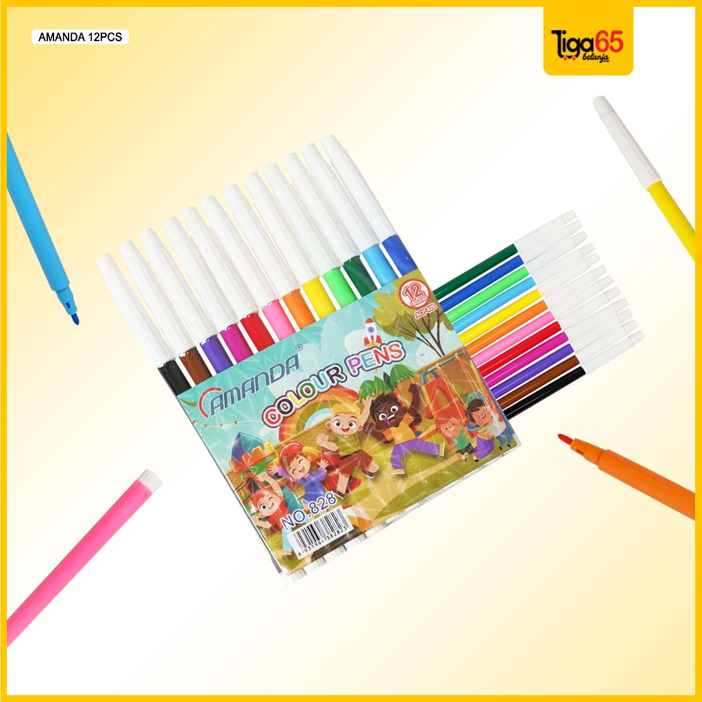Jual Spidol 12 Warna / Spidol Set 12 Warna Amanda / Spidol Warna-warni ...