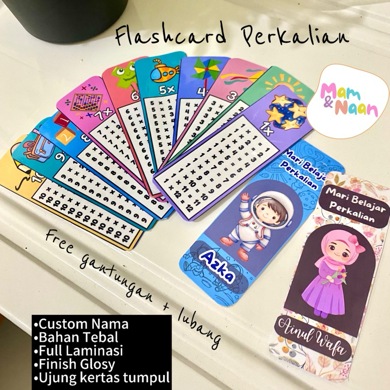 Jual Tabel Perkalian Anak / Flashcard Perkalian Bisa Custom Nama Free ...