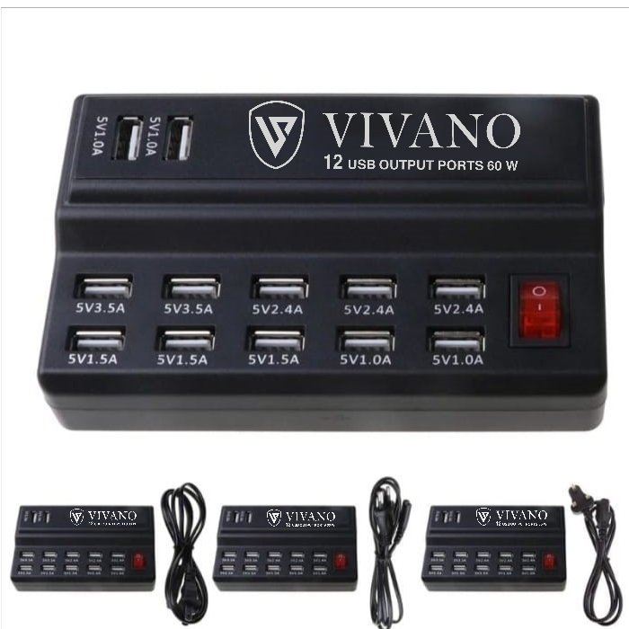 Jual USB Adaptor Charger Universal power adapter usb 12 port 5V 3.5A 2 ...