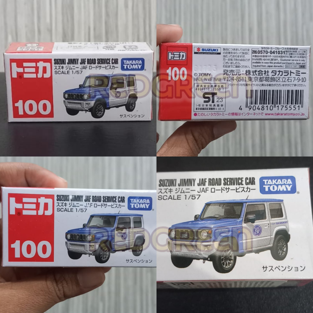 Jual mainan anak diecast miniatur scale 1/57 Tomica 100 Suzuki Jimny Jaf Road Service Car ...