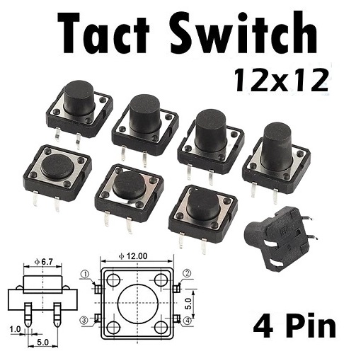 Jual Tact Switch Tut Switch ukuran 12x12mm 4P Mini Push Button switch ...
