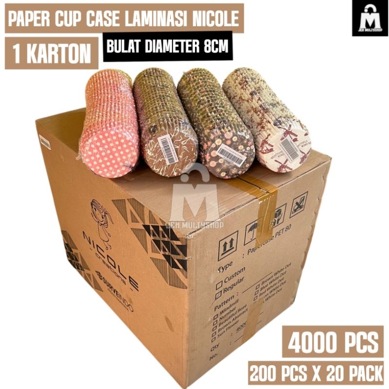 Jual Paper cup case laminasi NICOLE bulat diameter 8cm 1 karton / Cup ...