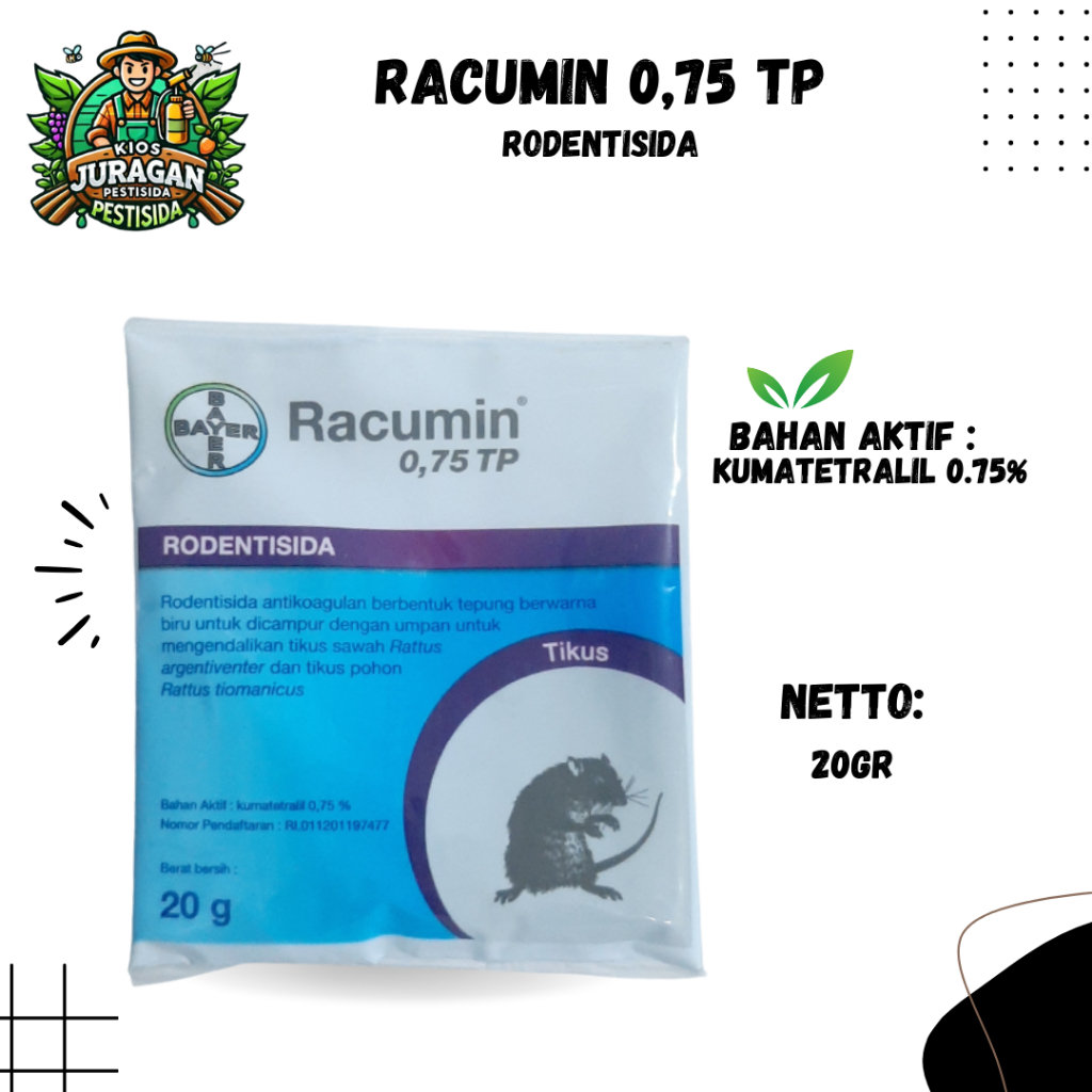 Jual RACUMIN 0.75TP 20GR RODENTISIDA racun tikus | Shopee Indonesia