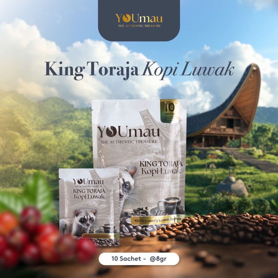 Jual Youmau King Toraja Kopi Luwak (10 sachet x 8gr) | Shopee Indonesia