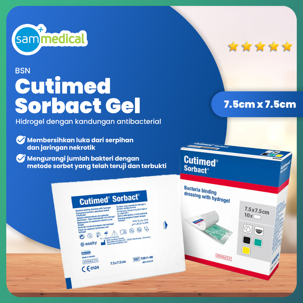Jual BSN Cutimed Sorbact Gel 7.5cmx7.5cm / Dressing Gel Antibacterial ...
