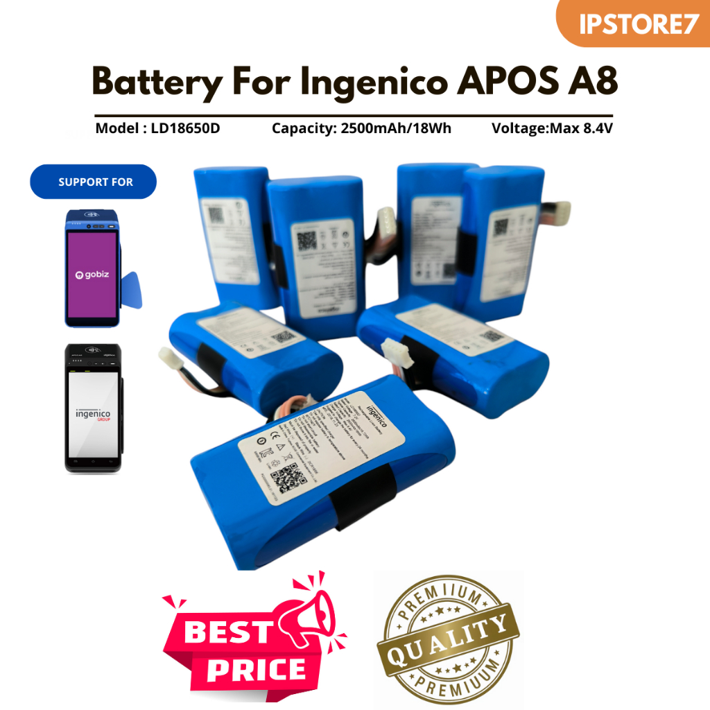 Jual Baterai Battery Batre Spot Gobiz Ingenico EDC Apos A8 Original Murah | Shopee Indonesia