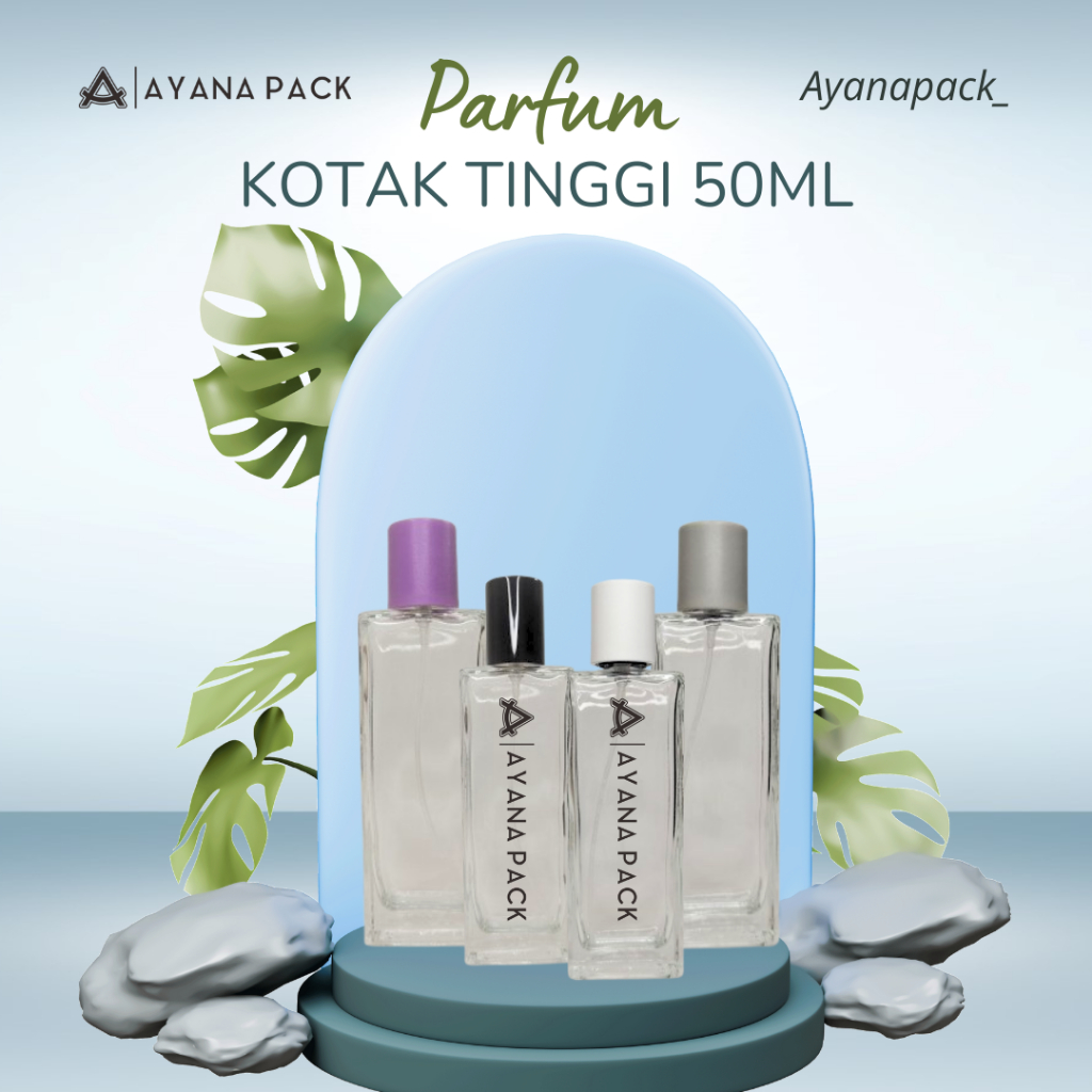 Jual Botol Parfum Kotak Tinggi Bening Chanel 50 ml Hitam/Putih/Abu-abu ...