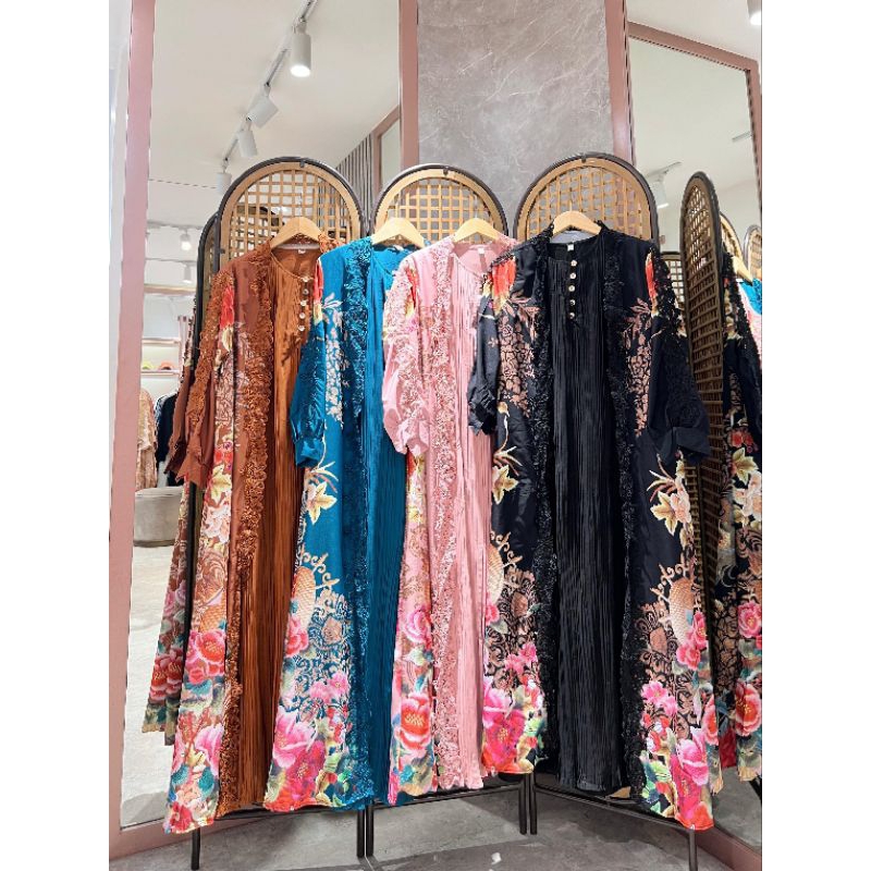 Jual Gamis Kode 231205 Bahan Pleats Kancing X Outer Silk Bunga Renda ...