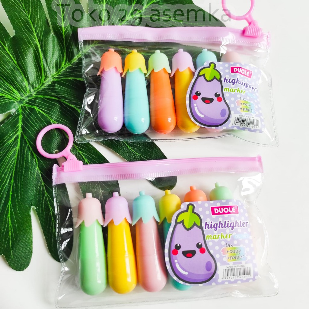 Jual HIGHLIGHTER BENTUK TERONG 1 BOX ISI 6 PCS ALAT TULIS UNIK SPIDOL ...