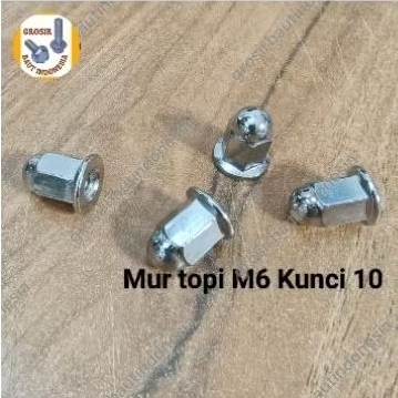 Jual Murah COD Lengkap Mur topi m6 tinggi Kunci 10 Croom (paket 10pcs ...