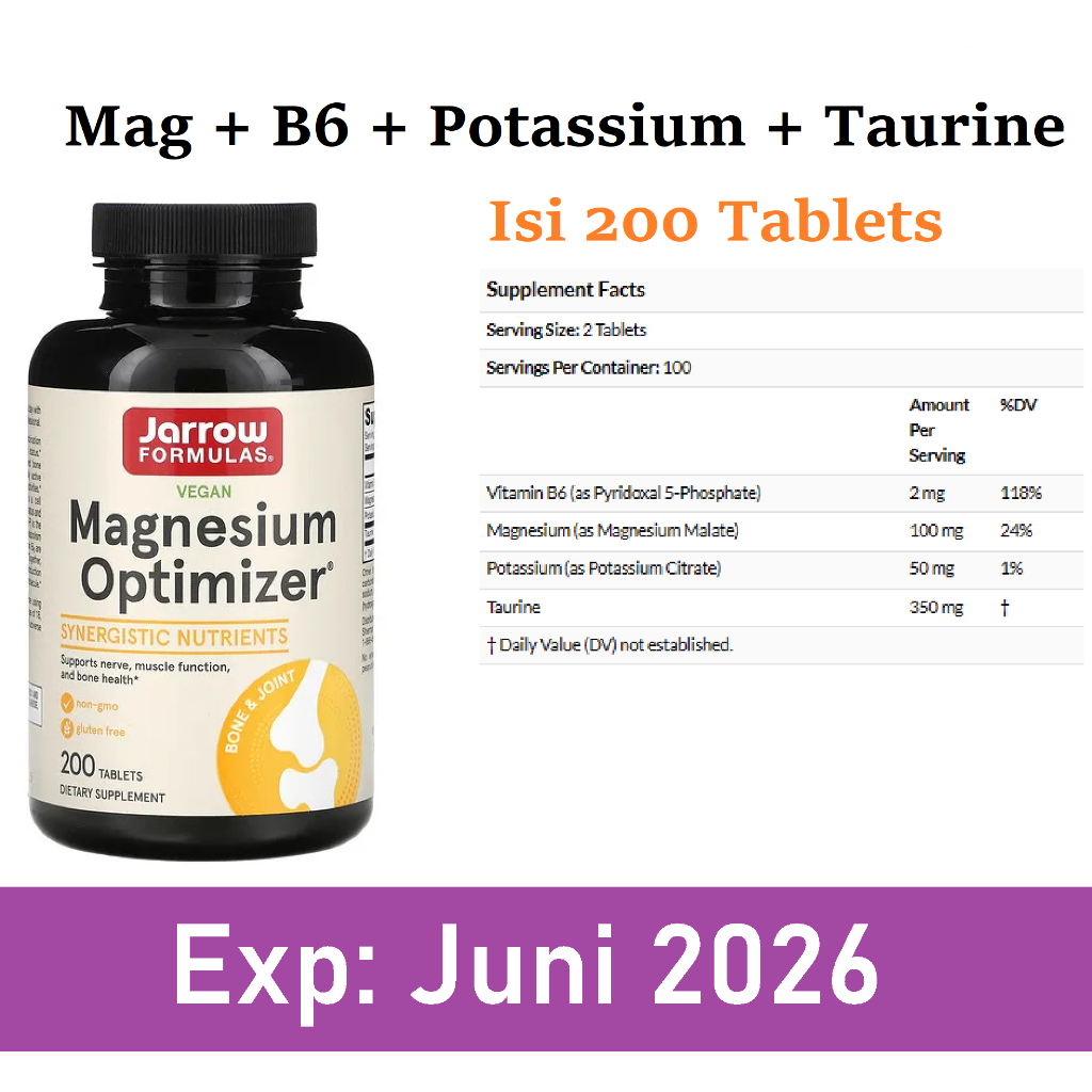 Jual Magnesium malate Optimizer 200 Tablets, B6, Potassium, Taurine ...