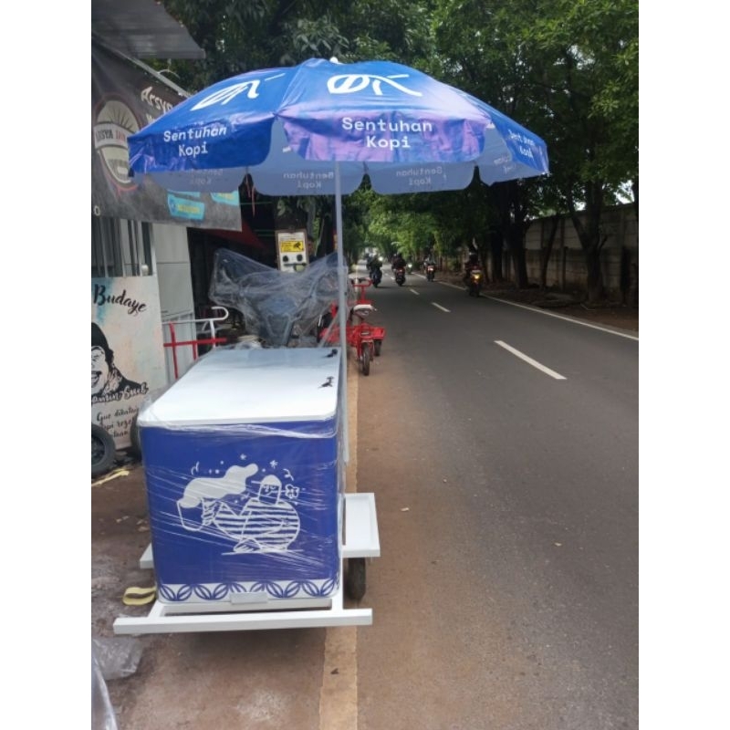 Jual Gerobak kopi keliling sepeda listrik payung custom | Shopee Indonesia